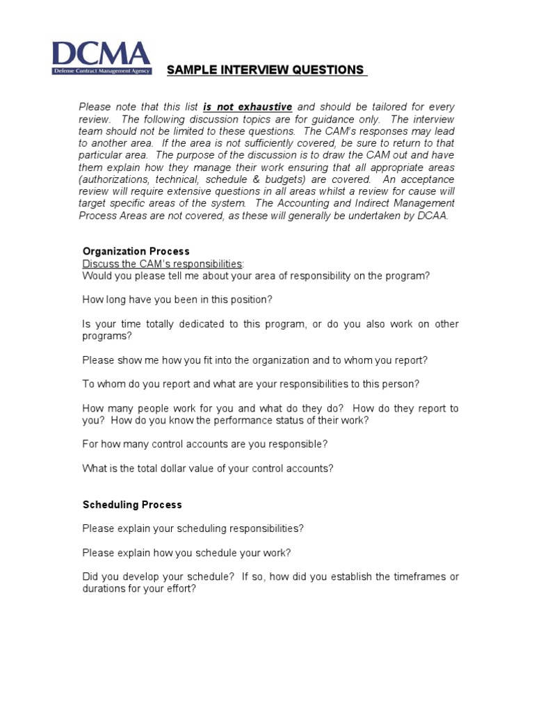 Sample Interview Questions | PDF | Variance | Business