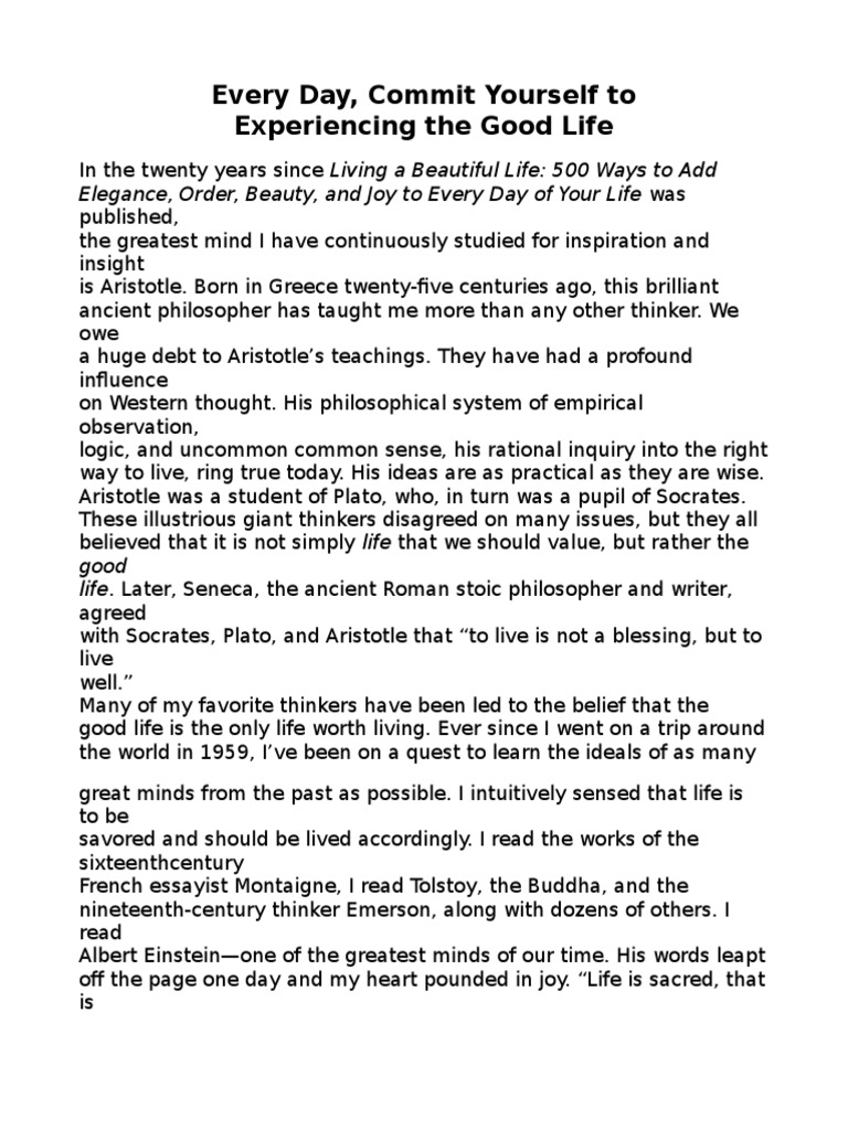 Every Day Experience Life | PDF | Happiness | Aristotle