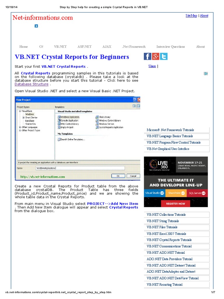 Create Simple Crystal Reports in VB.NET | PDF | Active X Data Objects ...