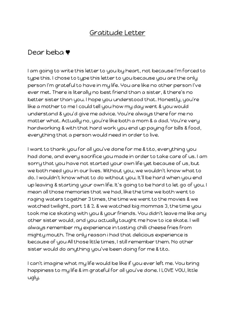 Gratitude Letter | PDF