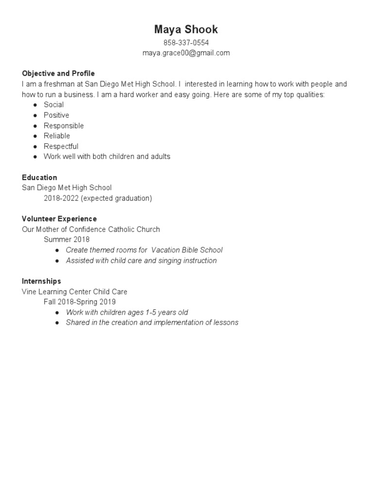 Resume - Maya Shook | PDF