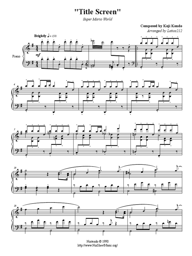 Super Mario World - Title Screen | PDF | Games On Nintendo Platforms ...