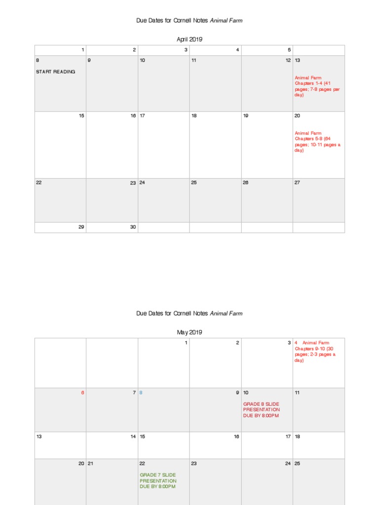 Timeline Grades 7 and 8 Animal Farm | PDF