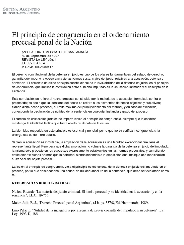 El Principio de Congruencia en El Ordenamiento Procesal Penal de La ... El Principio de Congruencia en El Ordenamiento Procesal Penal de La ...