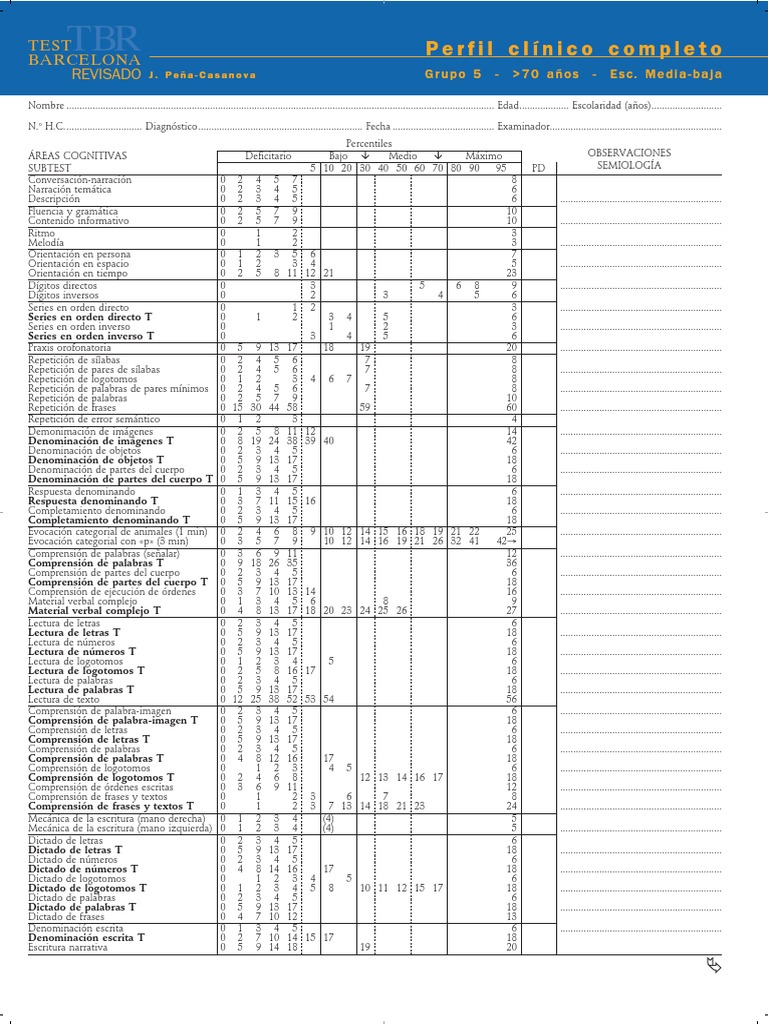 Grupo 5 - Superior A 70 Años - Esc. Media-Baja | PDF | Cognición ...