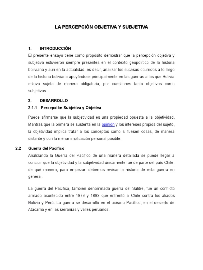 La Percepción Objetiva y Subjetiva | PDF | Relaciones internacionales ...