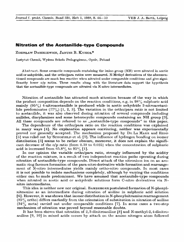 Nitration: of The Acetanilide-Type Compounds | PDF | Nitric Acid ...