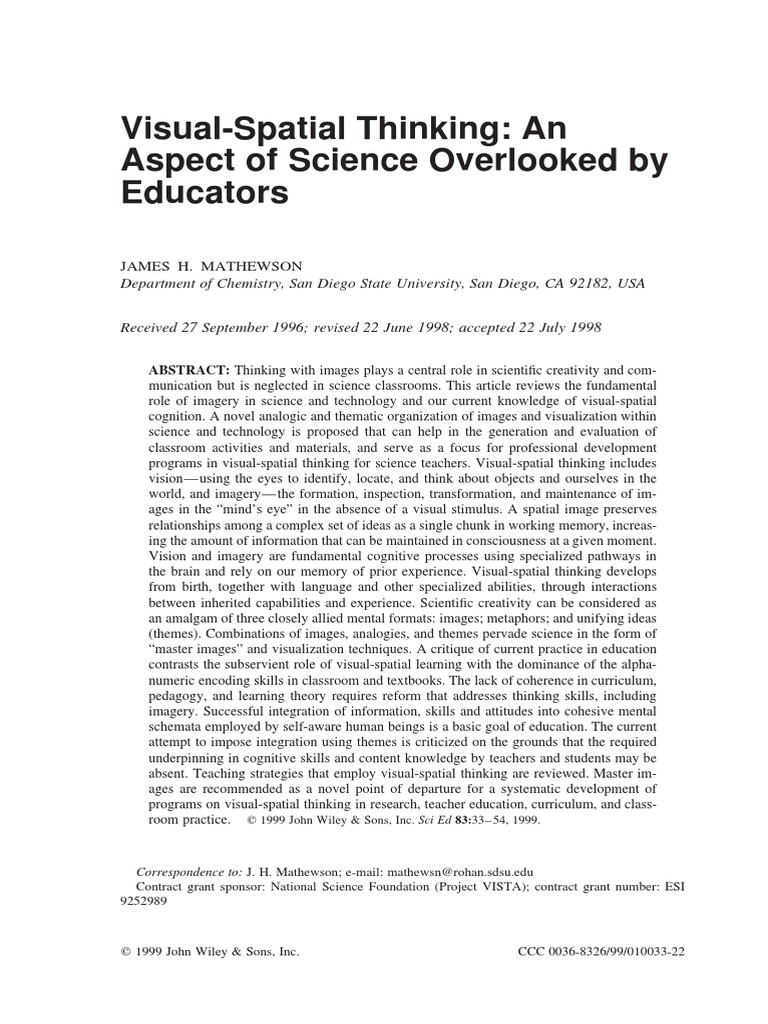 Visual-Spatial Thinking: An Aspect of Science Overlooked by Educators ...