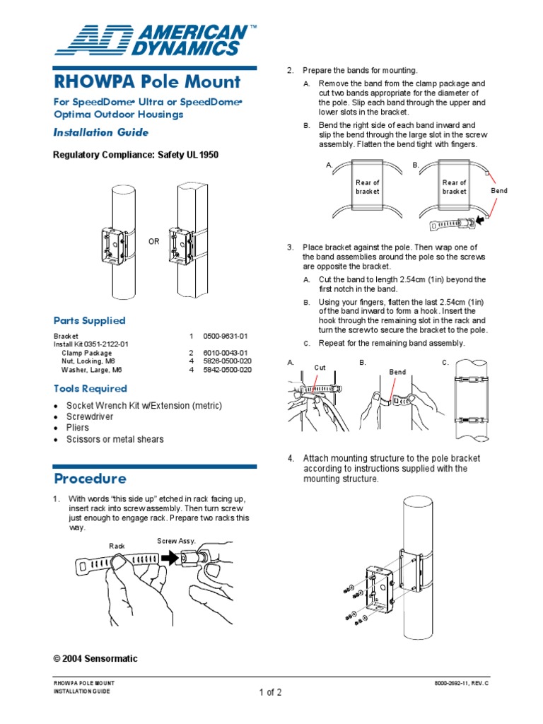 RHOWPA Pole Mount: Installation Guide | PDF | Screw | Scissors