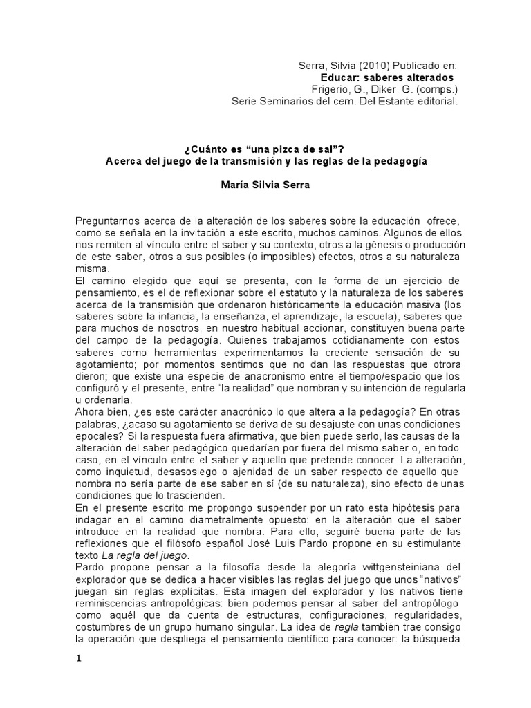Silvia Serra Pizca de Sal | PDF | Pedagogía | Platón