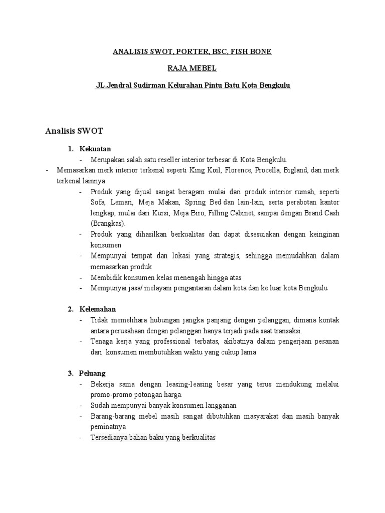 ANALISIS Swot, BSC, Fishbone PDF | PDF