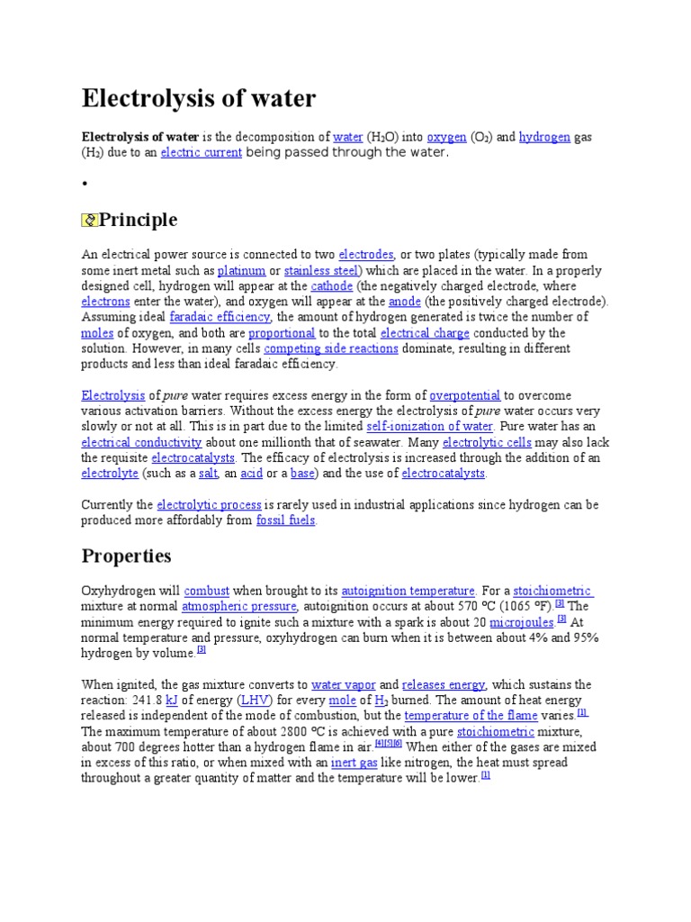 Electrolysis of Water Explained | PDF | Electrolyte | Ion