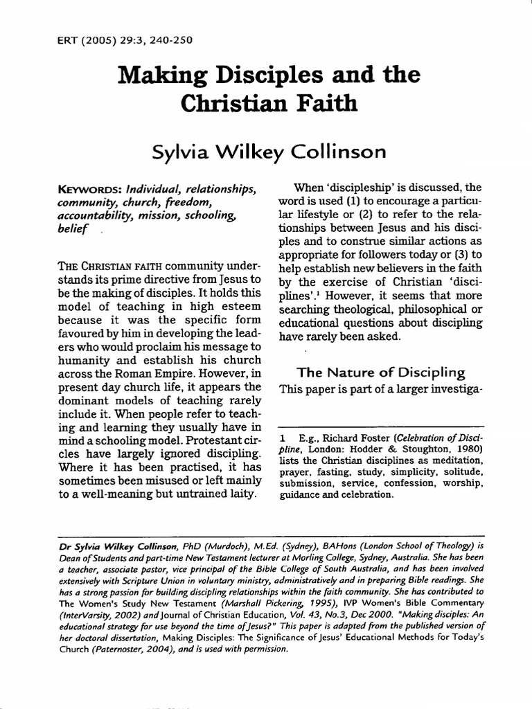 SYLVIA WILKEY COLLINSON - Making Disciples and The Christian Faith ...