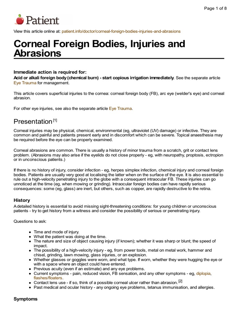 Foreign Body | PDF | Cornea | Senses