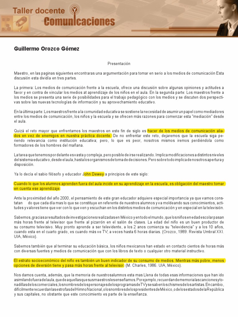 Guillermo Orozco | PDF | Medios de comunicación) | Salón de clases