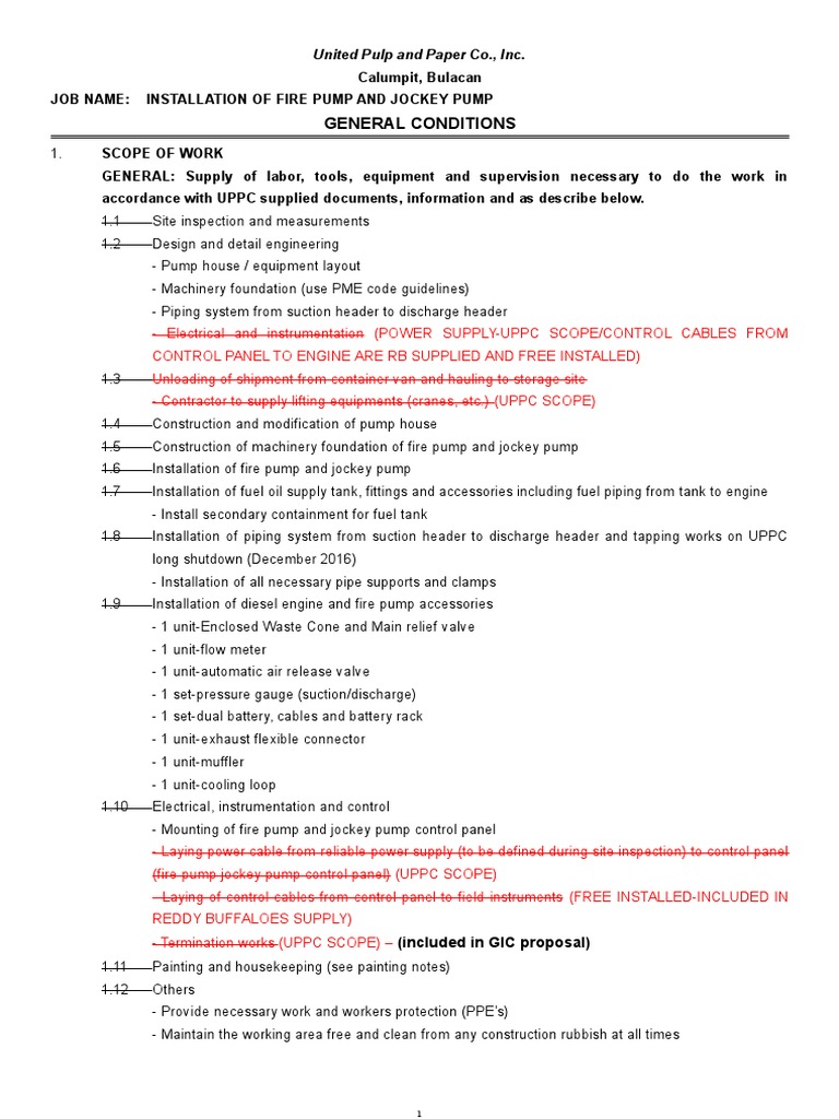 SW - Installation of Fire Pump | PDF | Pump | Pipe (Fluid Conveyance)