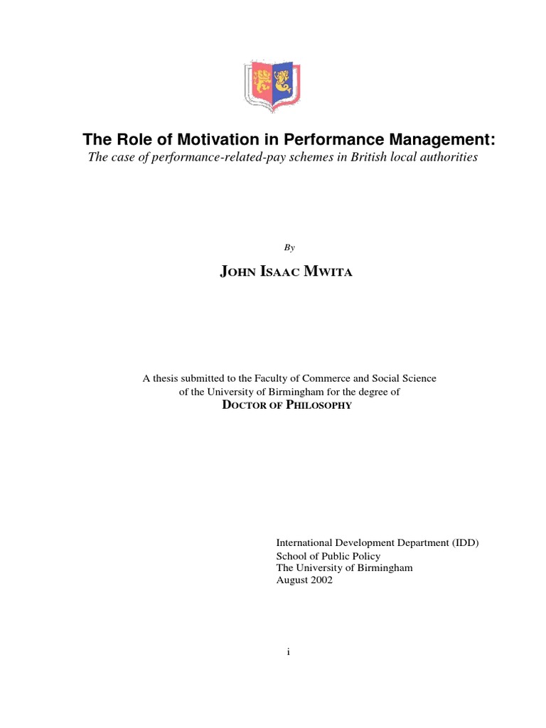 The Role of Motivation in Performance Management | PDF | Thesis ...