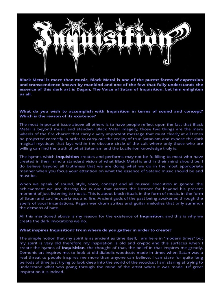 The Essence of Satanic Music: An Interview with Dagon of Inquisition ...