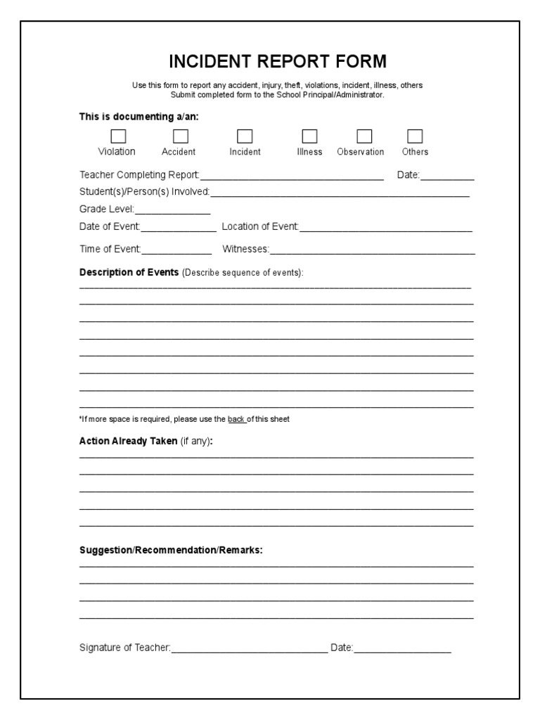 Incident Report Form | PDF