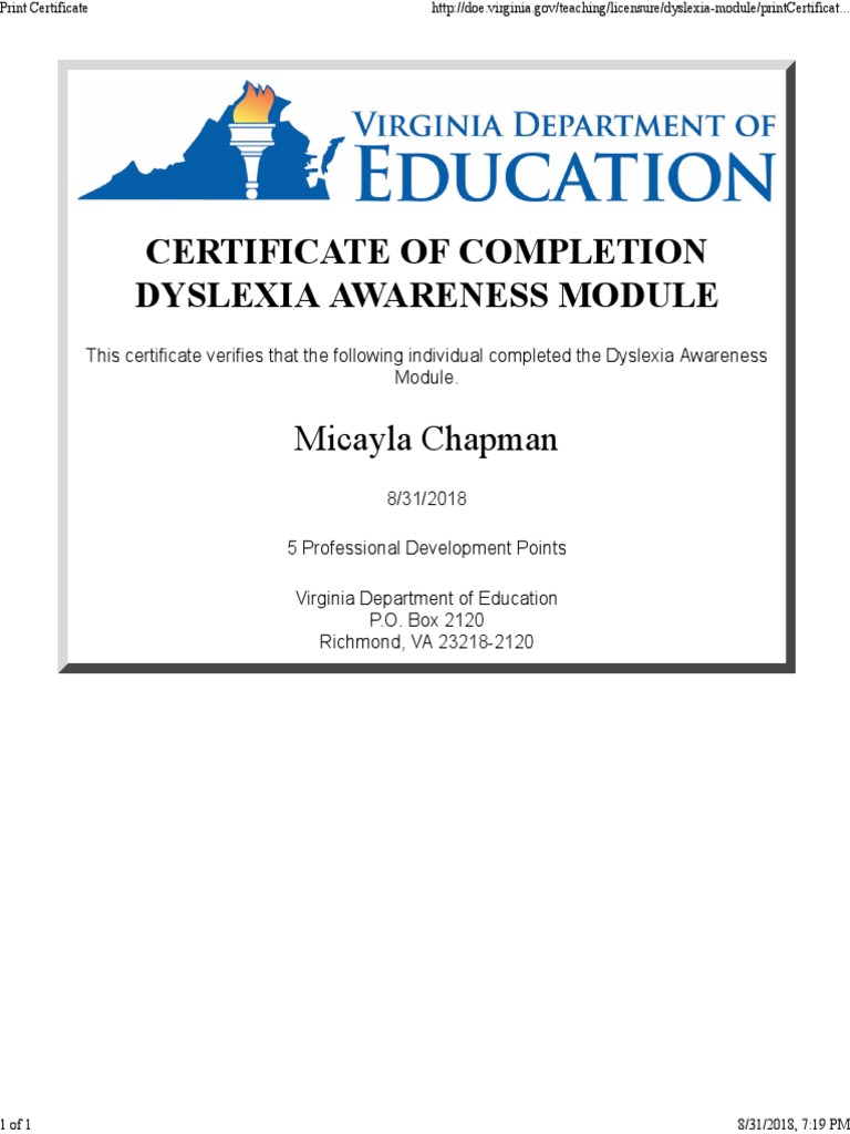 Dyslexia Training Certificate | PDF | Business