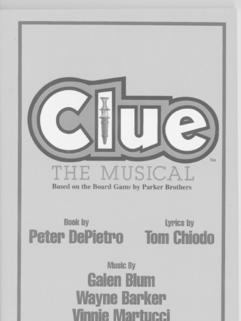 Clue The Musical Script PDF | PDF