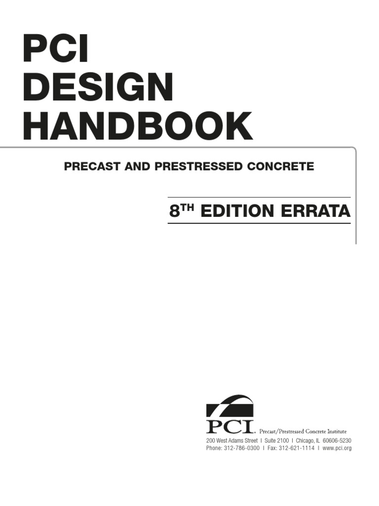 PCI Design Handbook: 8 Edition Errata | PDF | Precast Concrete ...