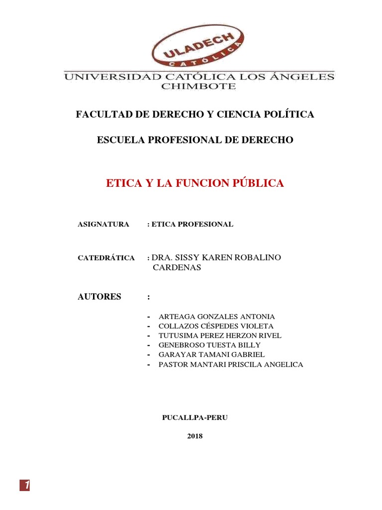 ética Y La Función Pública Pdf Moralidad Administración Pública