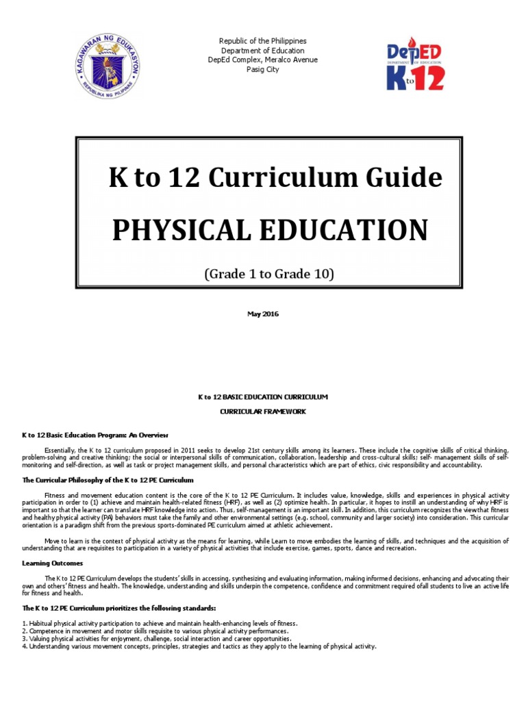 Grade 12 Physical Education Curriculum | PDF | Physical Education ...