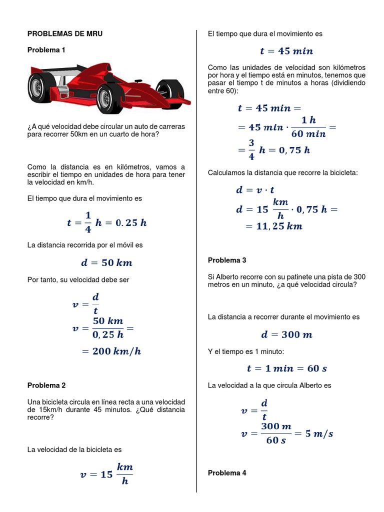 Problemas De Mru Problema 1: Solución | Velocidad | Dom | Prueba ...