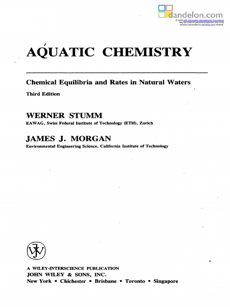 Stum and Morgan-Aquatic Chemistry PDF | PDF | Chemical Equilibrium | Ph