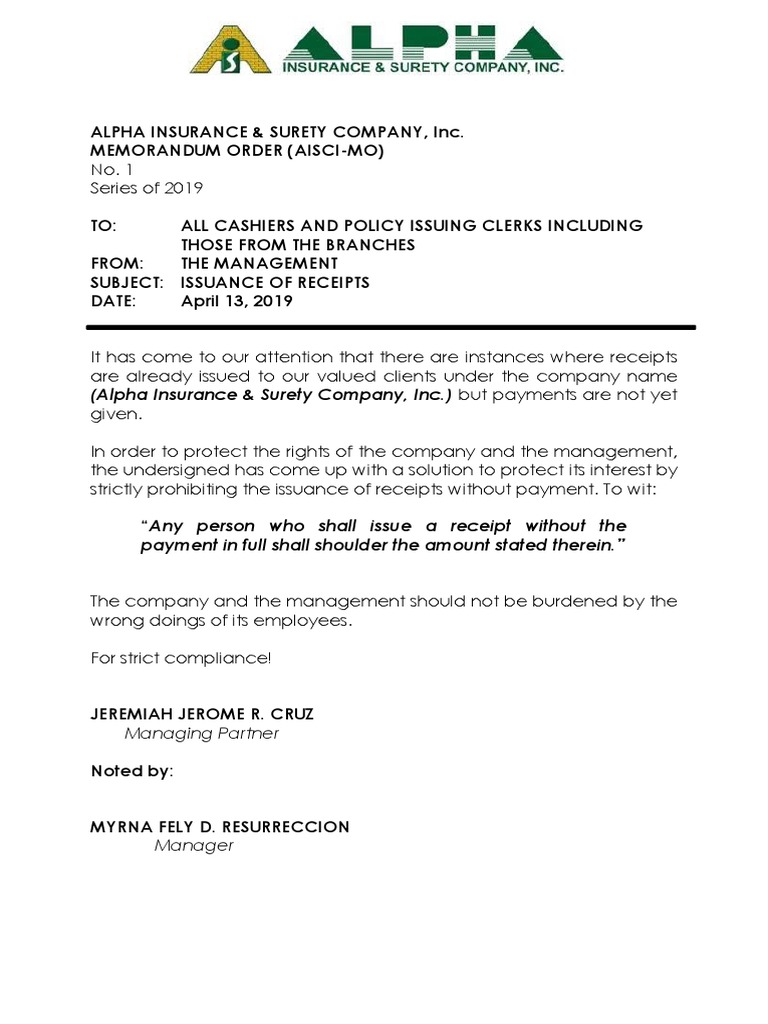 (Alpha Insurance & Surety Company, Inc.) But Payments Are Not Yet | PDF