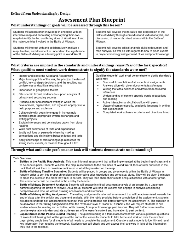 Assessment Plan Blueprint | PDF | Rubric (Academic) | Cognition