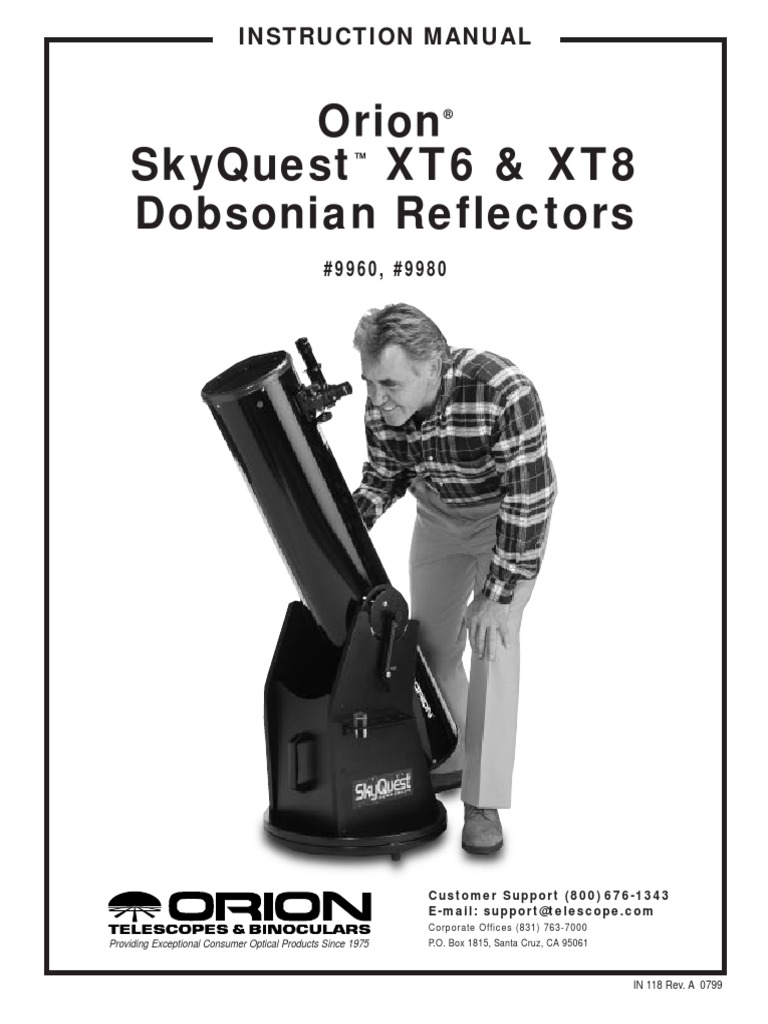 Orion Skyquest Xt6 & Xt8 Dobsonian Reflectors: Instruction Manual | PDF ...