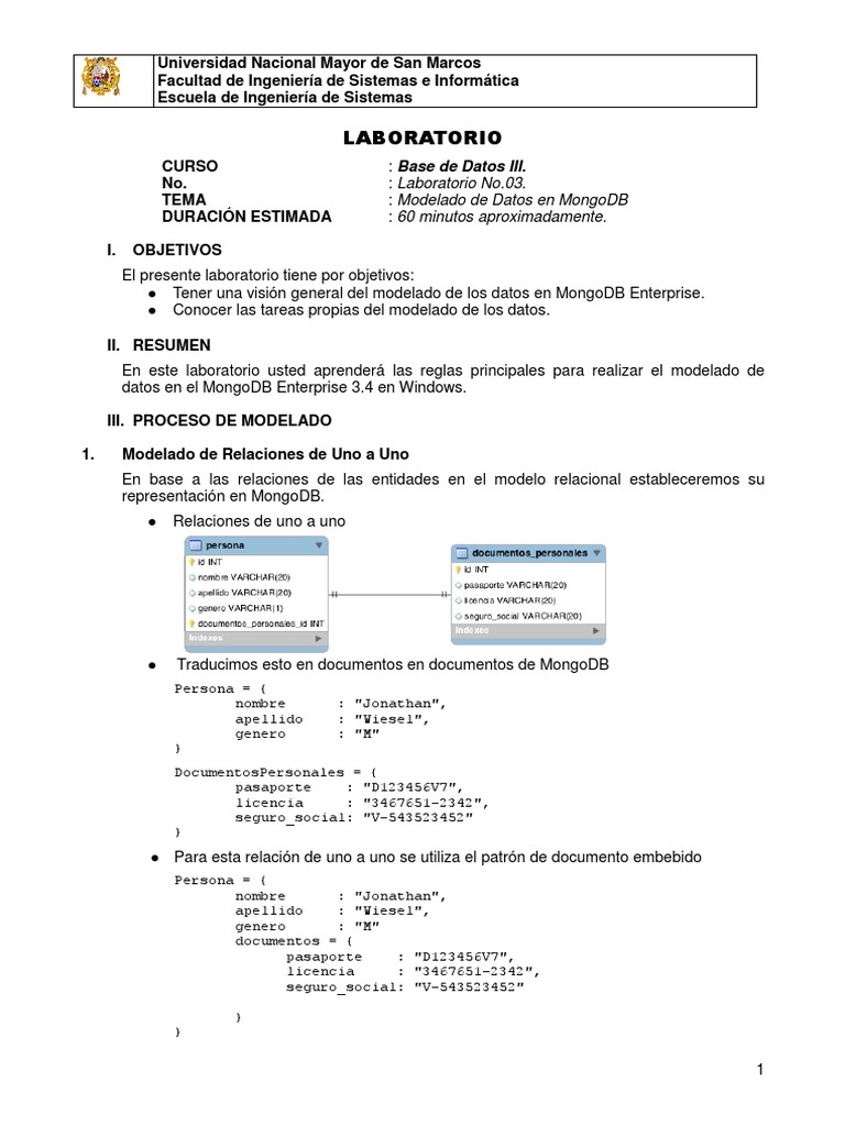 Laboratorio 03 - Modelado-MongoDB | PDF | Mongo Db | Bases de datos