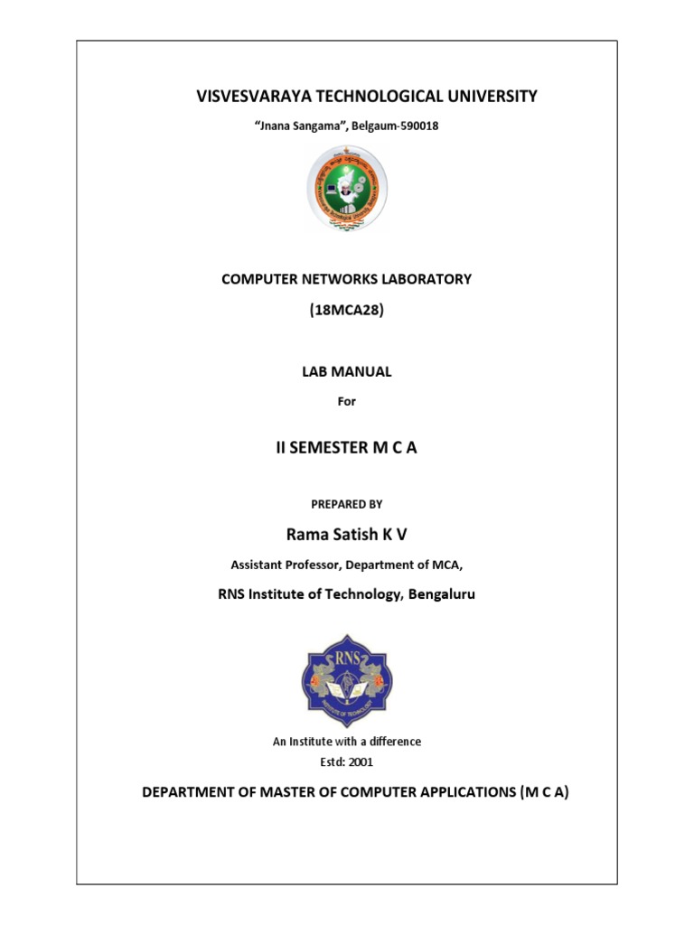 Lab Manual for Computer Networks Laboratory of II Semester MCA focusing on implementing key ...