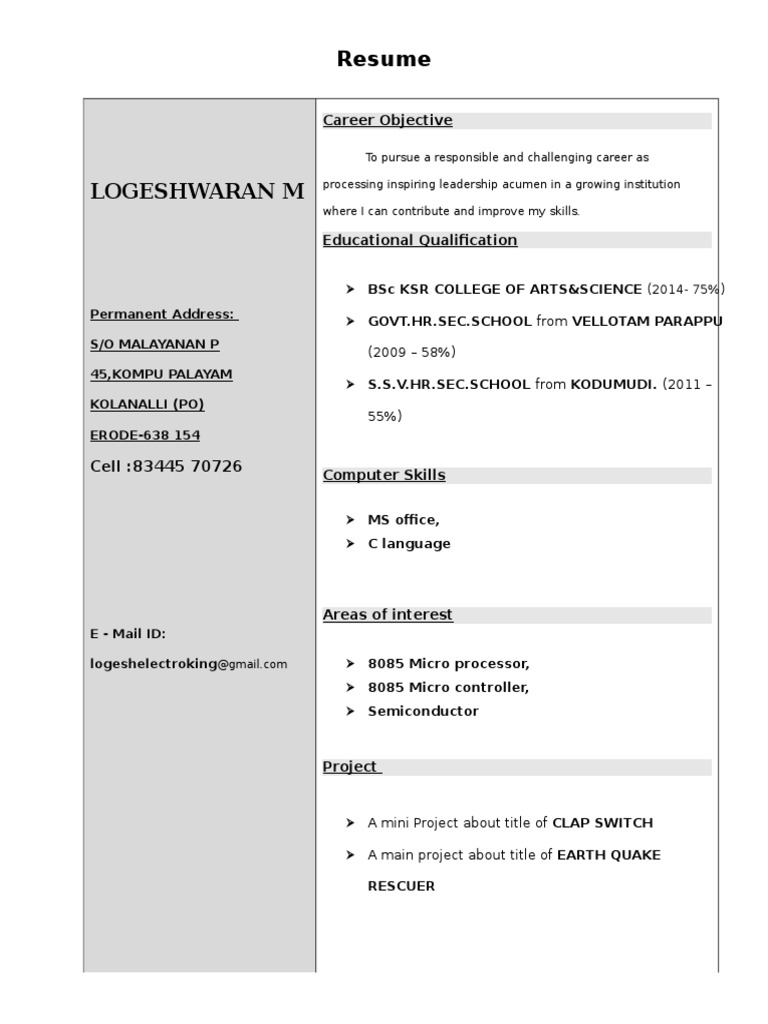 Logeshwaran M: Resume | PDF | Computer Architecture | Computer Engineering