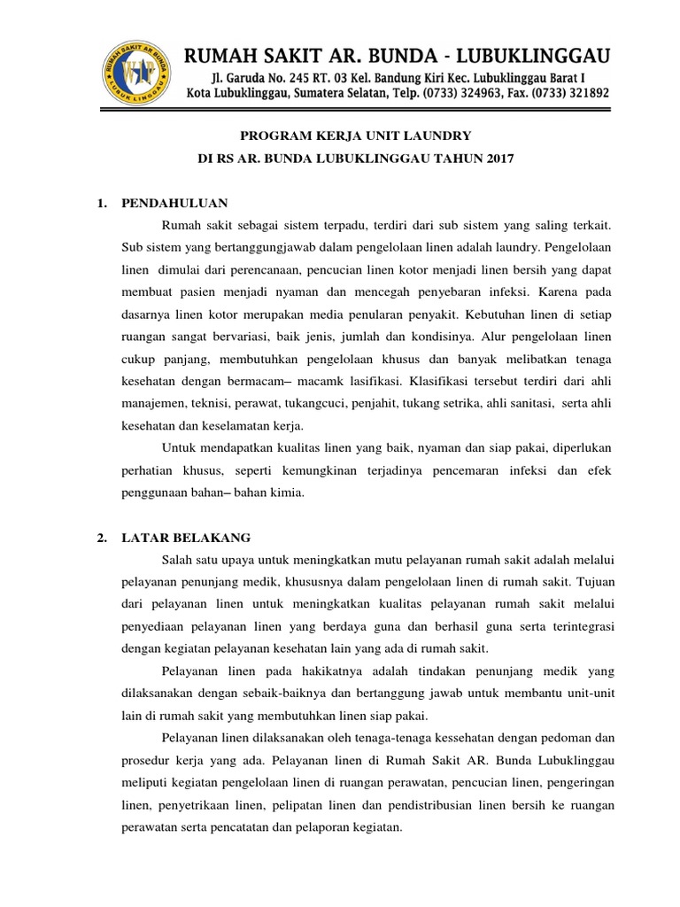 Program Kerja Laundry | PDF