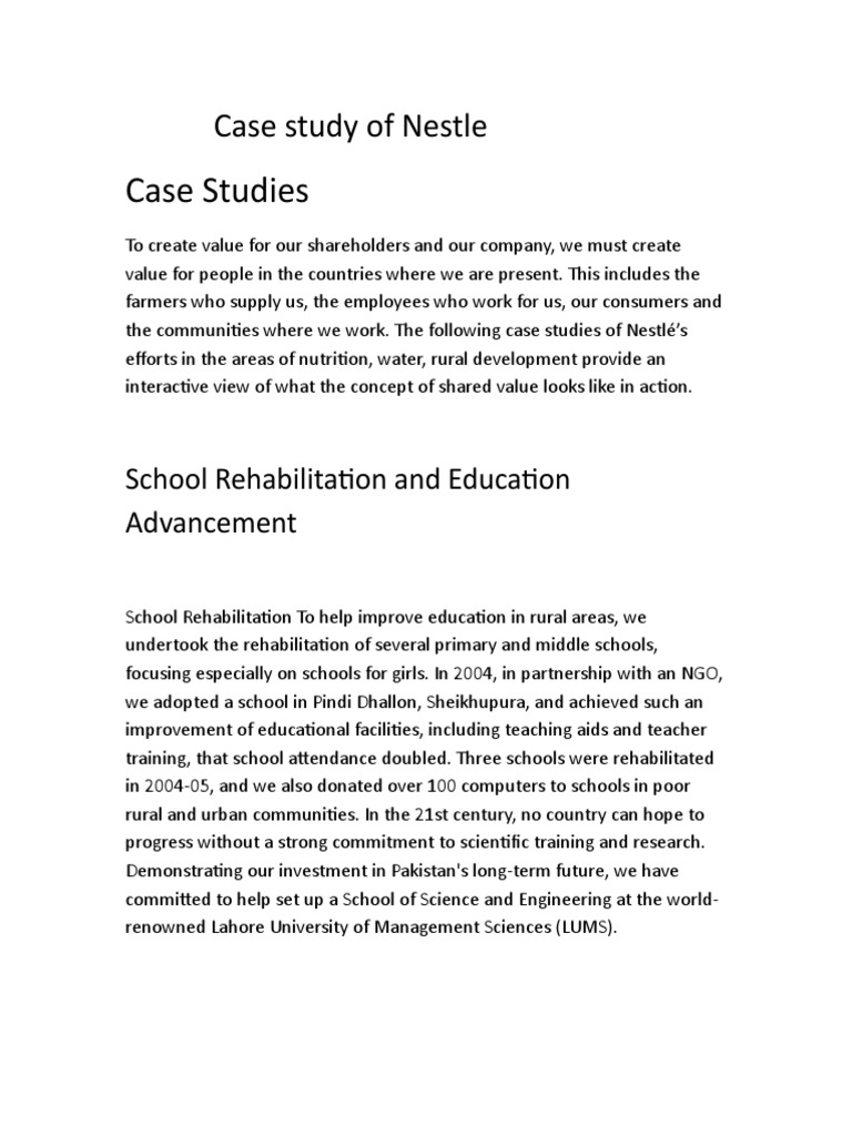 Document Case Study of Nestle | PDF | Nestlé | Food And Drink