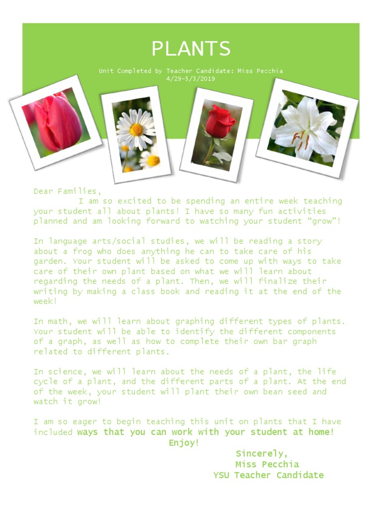 Parent Involvement Letter | PDF | Trees | Plants