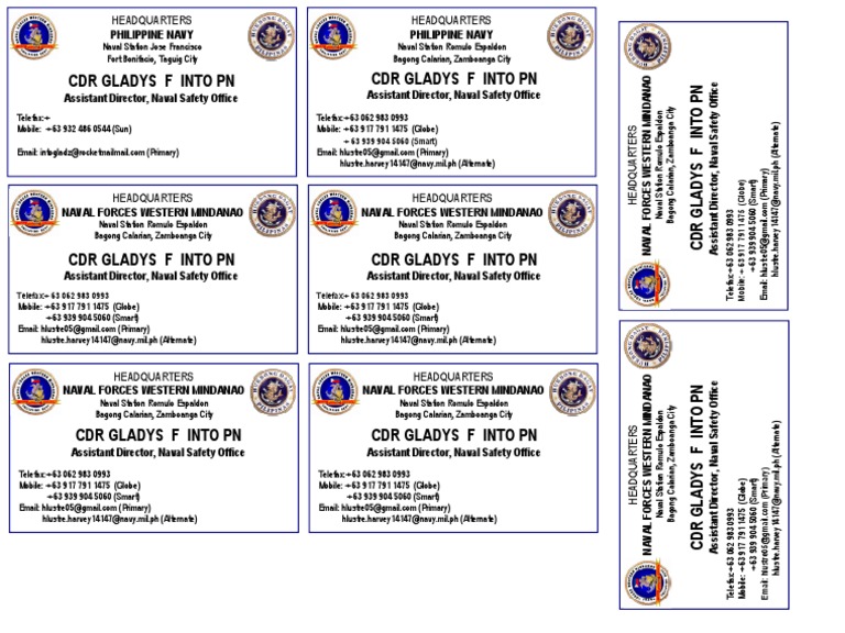 Contact Information for CDR Gladys F. Into | PDF | Philippines
