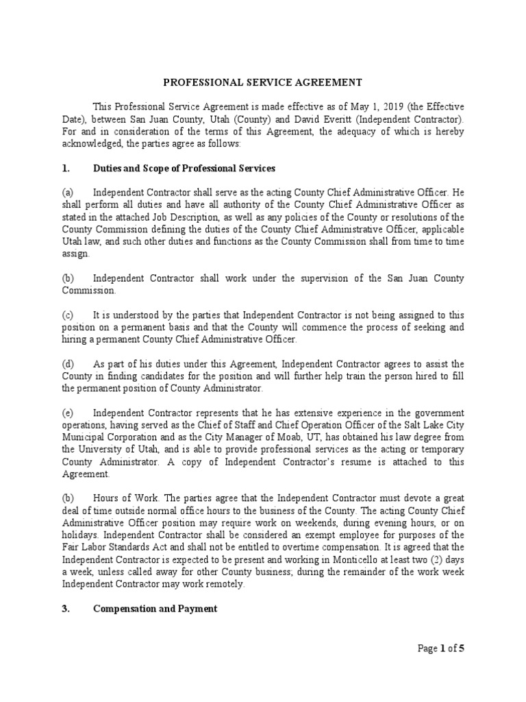 Professional Services - Independent Contractor David Everitt | PDF ...