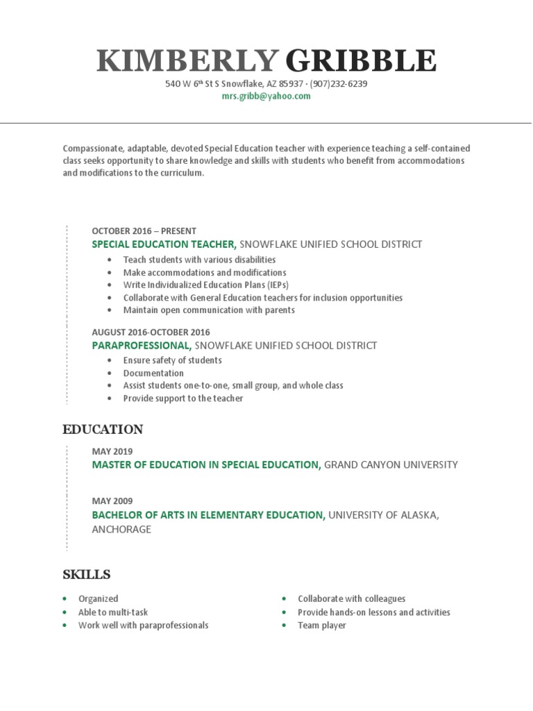 spd-590 Resume | PDF | Special Education | Individualized Education Program