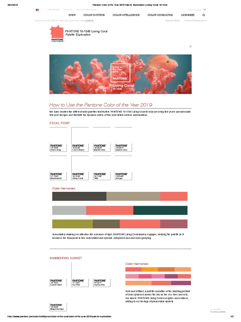 Pantone Color of The Year 2019 Palette Exploration - Living Coral 16 ...