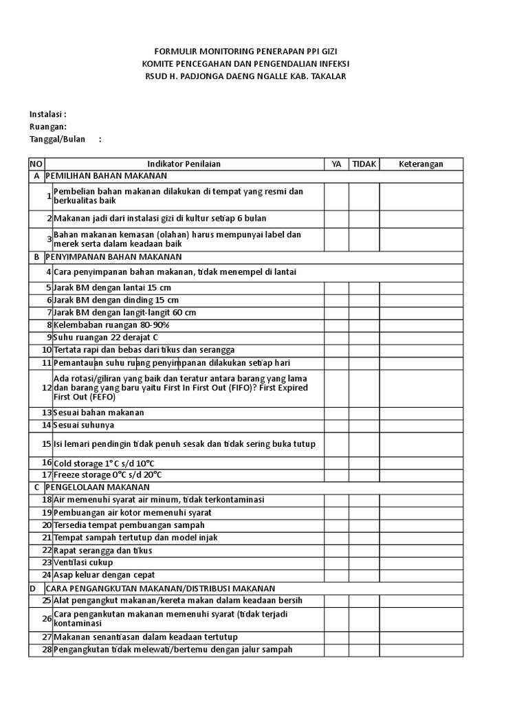 Form Monev Gizi | PDF