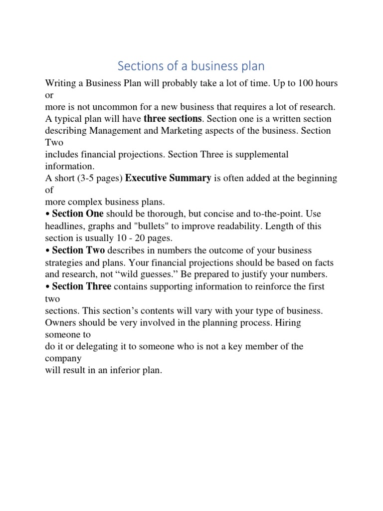 Key Sections of a Business Plan | PDF