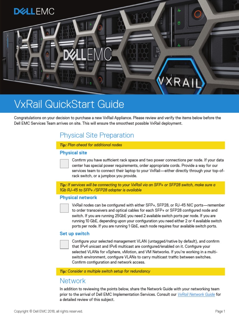 Vxrail Quickstart Guide | PDF | Computer Network | Ip Address