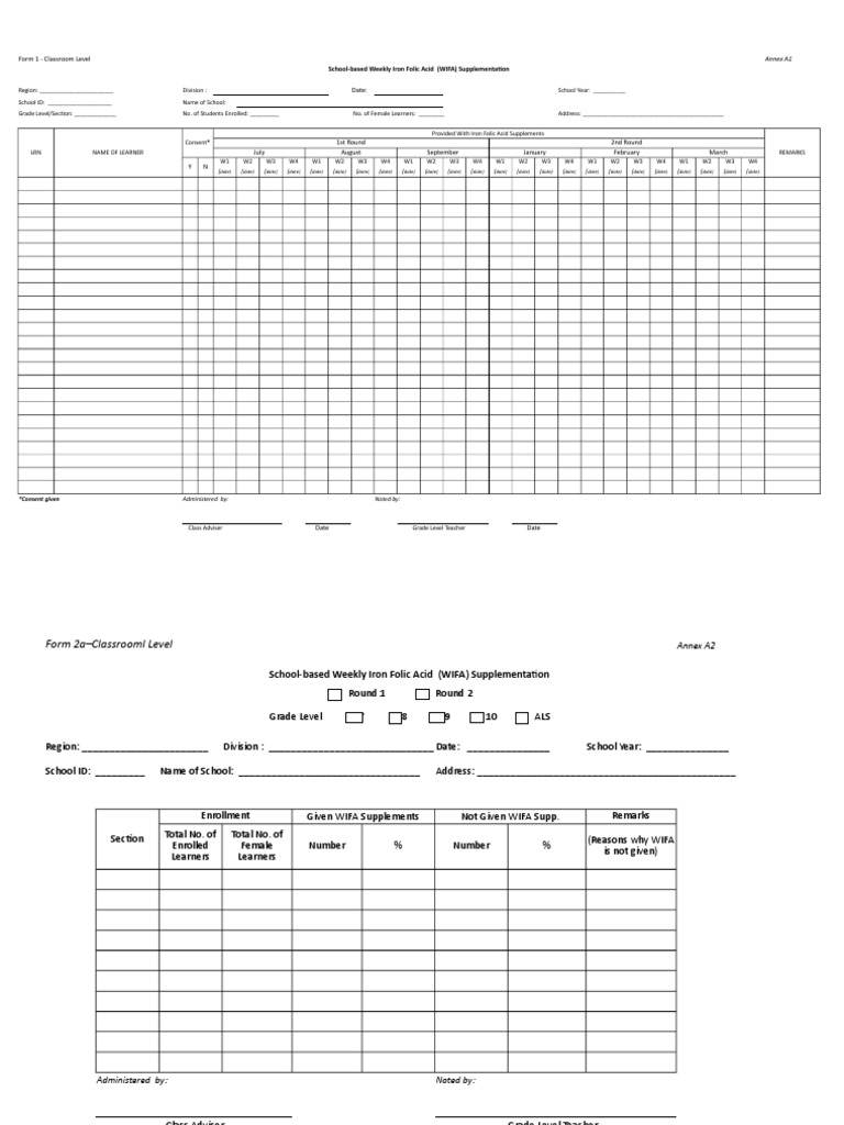WIFA Supplementation Tracking | PDF | Learning | Behavior Modification