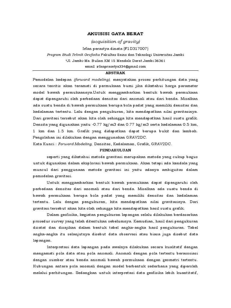 LAPORAN GRAVITY Akuisisi Gaya Berat | PDF