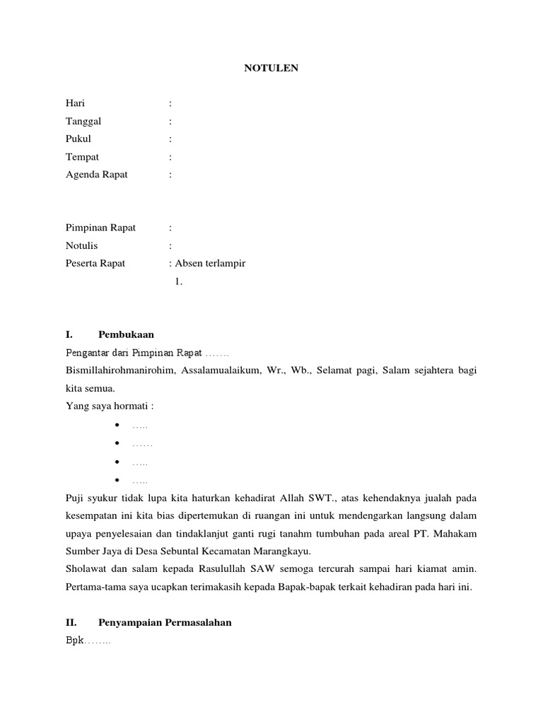 Layout NOTULEN Rapat | PDF