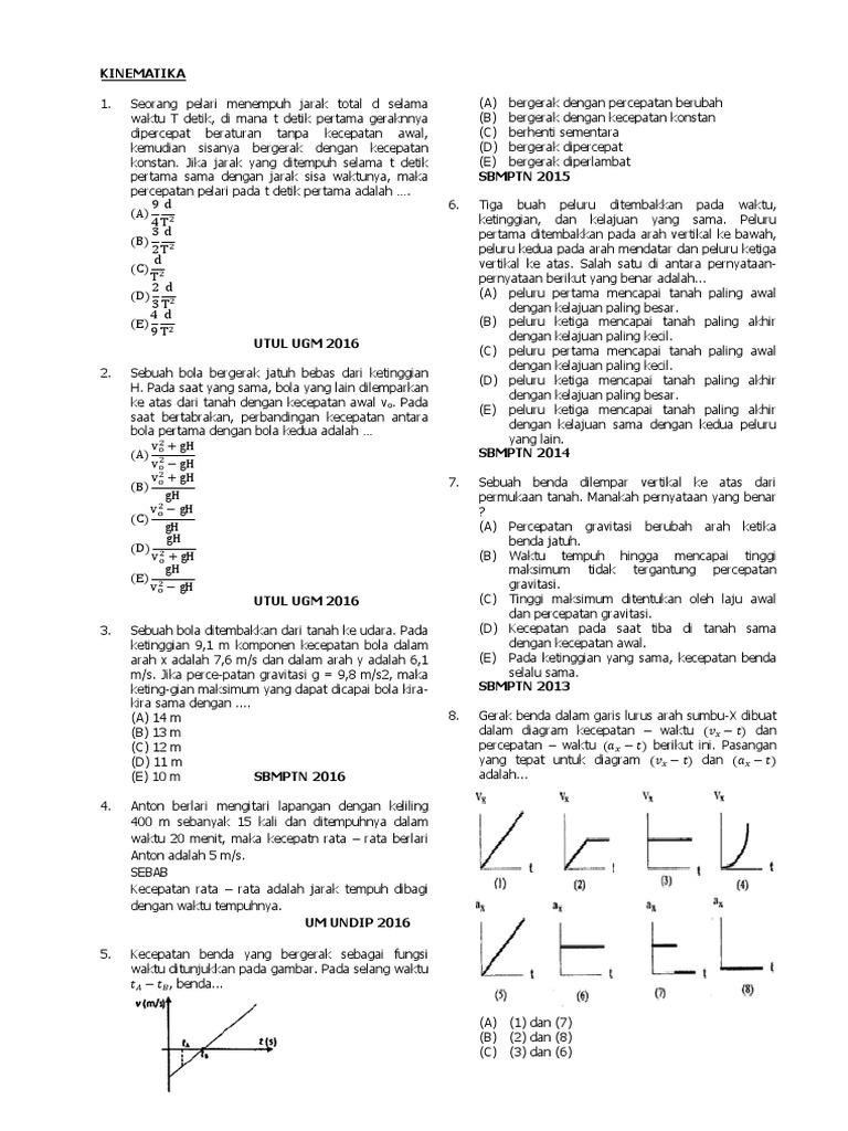 Soal Fisika - Kinematika | PDF